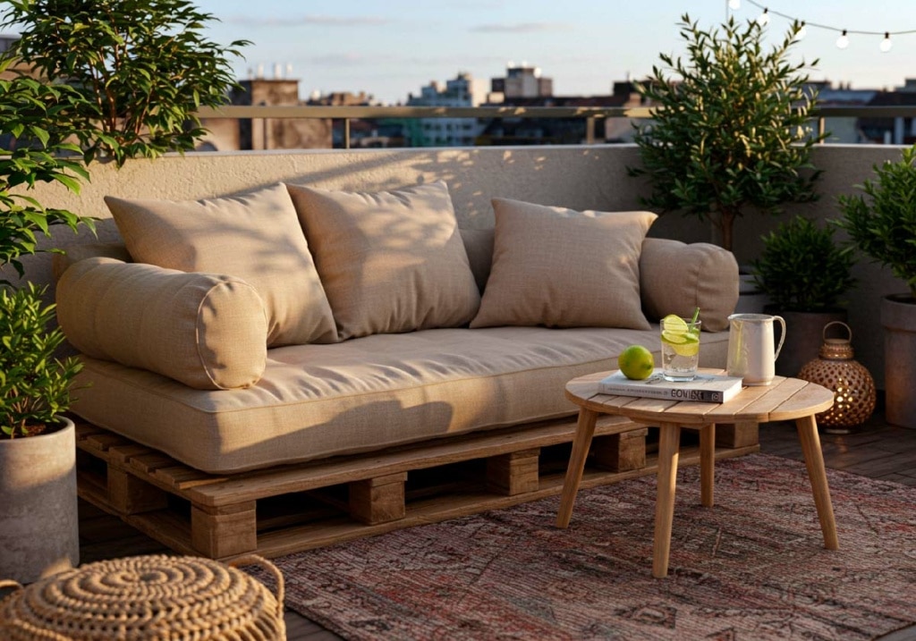 Crea tu propio sofá chill out con palets y goma espuma